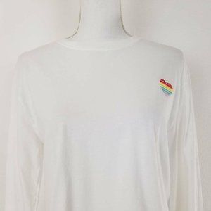 wild fable | Tops | Wild Fable Tshirt White Rainbow Heart Cotton M ...
